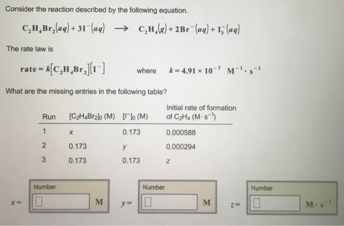 Solved Consider The Reaction Described By The Following