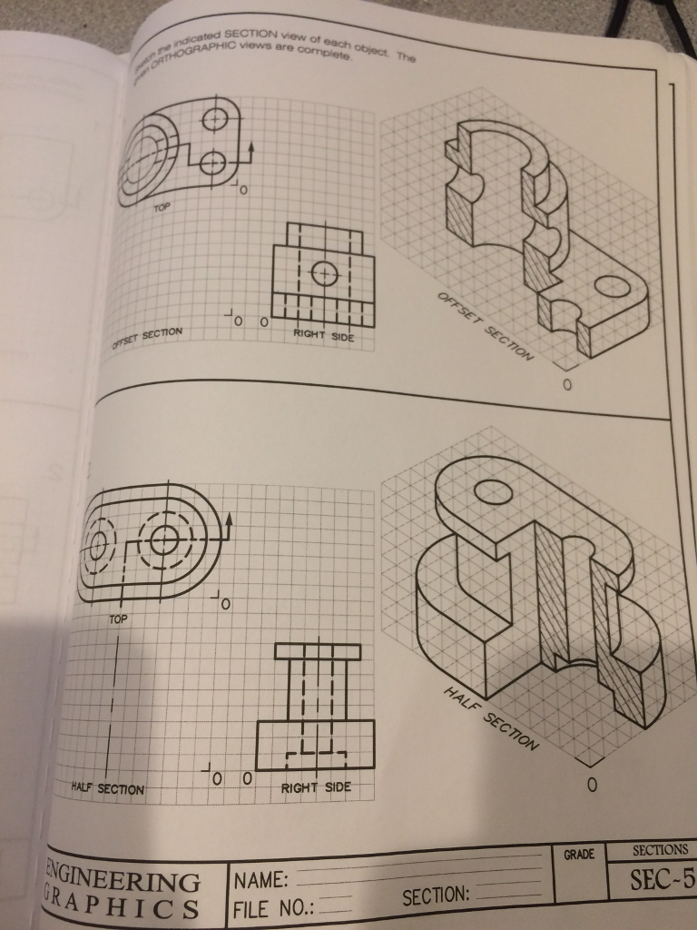 Solved Sketch the indicated section view of each object. The | Chegg.com