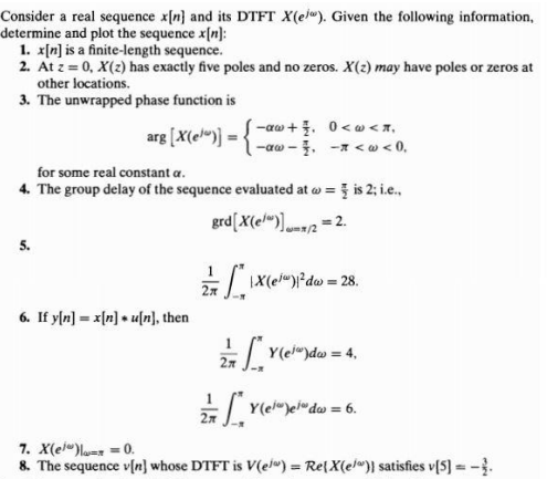 Solved Consider a real sequence x[n] and its DTFT X(e). | Chegg.com