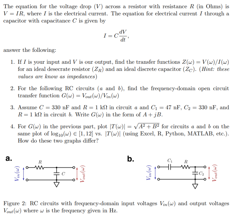 Solved The equation for the voltage drop (V) across a | Chegg.com