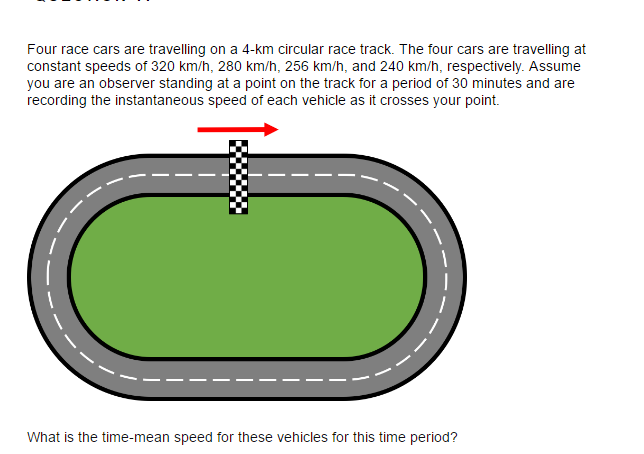 Solved Four race cars are travelling on a 4-km circular race | Chegg.com