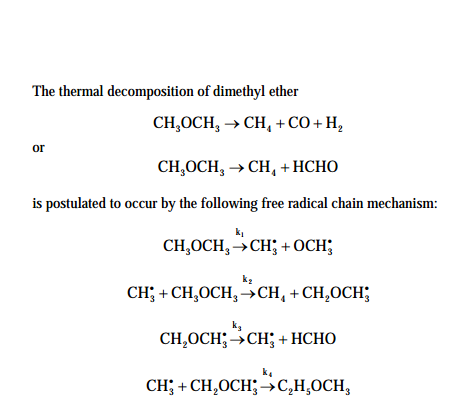 Solved The thermal decomposition of dimethyl ether CH OCH | Chegg.com