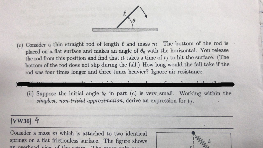 (c) Consider a thin straight rod of length l and mass | Chegg.com