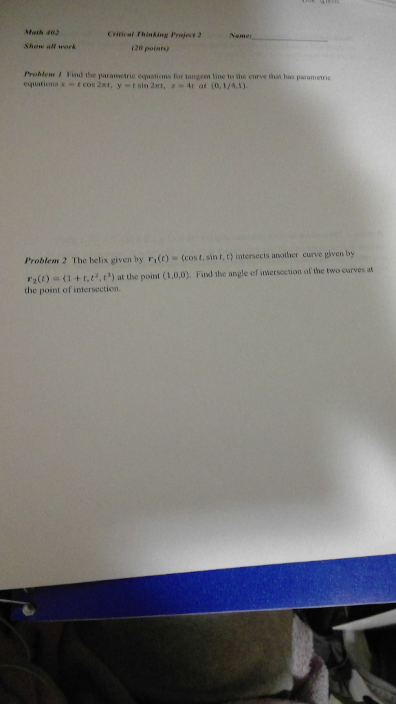 Solved Math 402 Critical Thinking Project 2 Namet Show all | Chegg.com