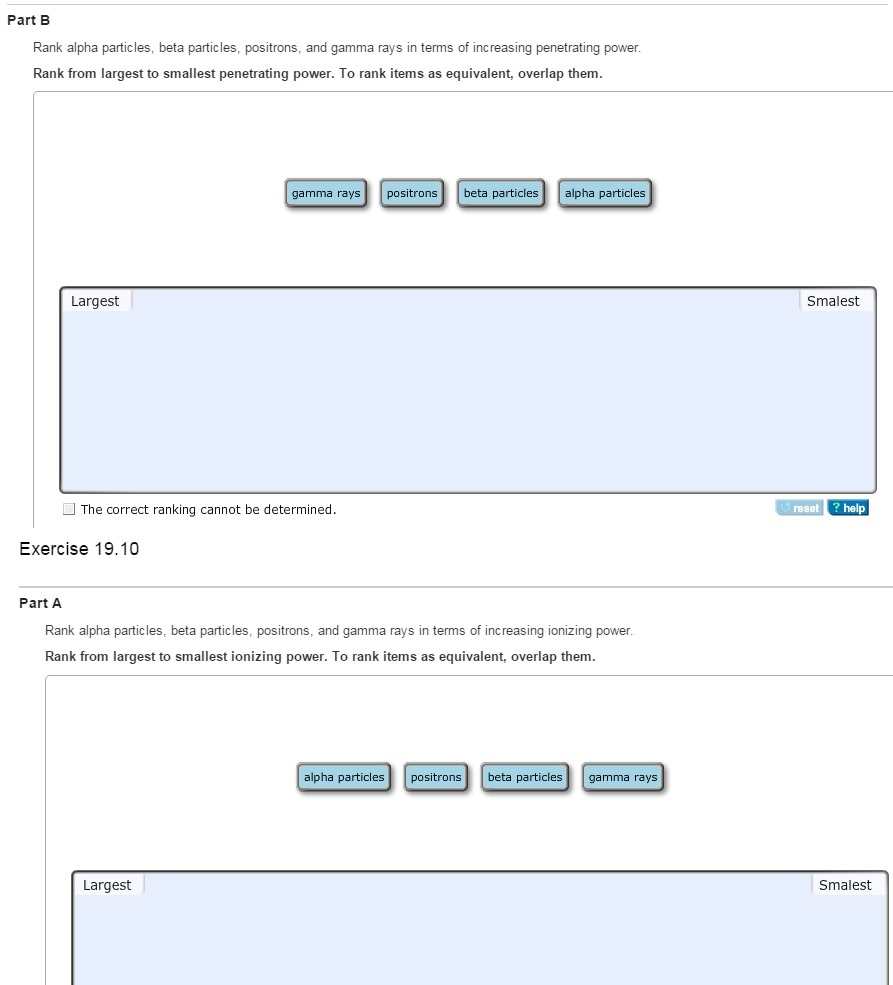 Solved Part B Rank alpha particles, beta particles, | Chegg.com