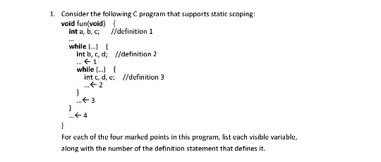 Solved 1. Consider the following C program that supports | Chegg.com