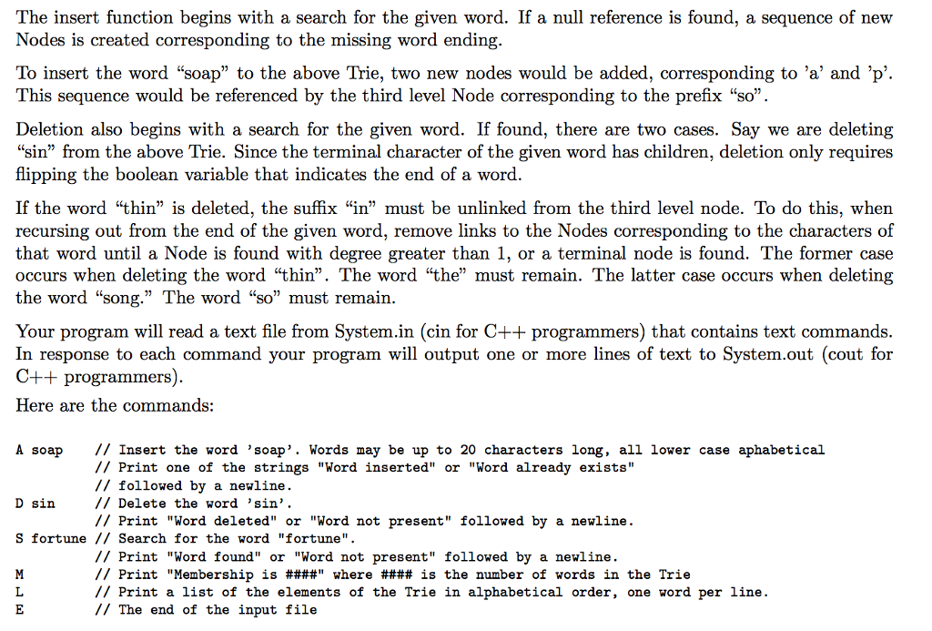 Solved You Are Going To Write A Class To Implement A Trie
