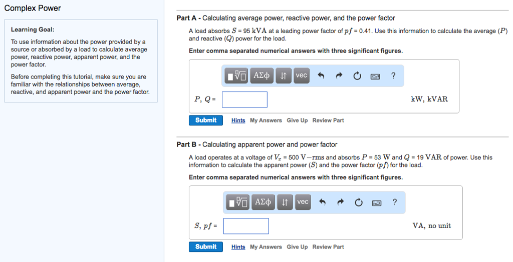 Solved Complex Power Learning Goal: To use information about | Chegg.com