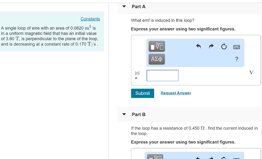 Solved Part A Constants What emf is induced in this loop? A | Chegg.com