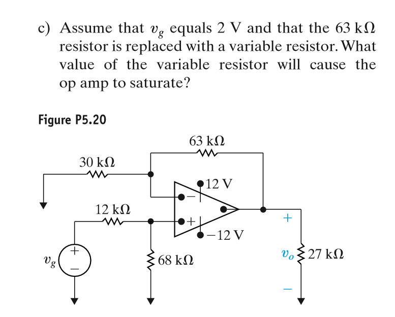 Solved Assume that v_g equals 2 V and that the 63 k Ohm | Chegg.com
