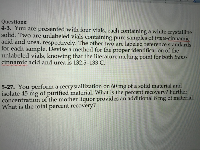 Solved Questions: 4-3. You are presented with four vials, | Chegg.com