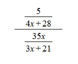 Solved Simplify. 5/4x + 28/35x/3x + 21 | Chegg.com
