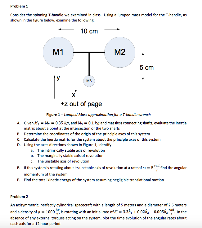 Consider the spinning T-handle we examined in class. | Chegg.com