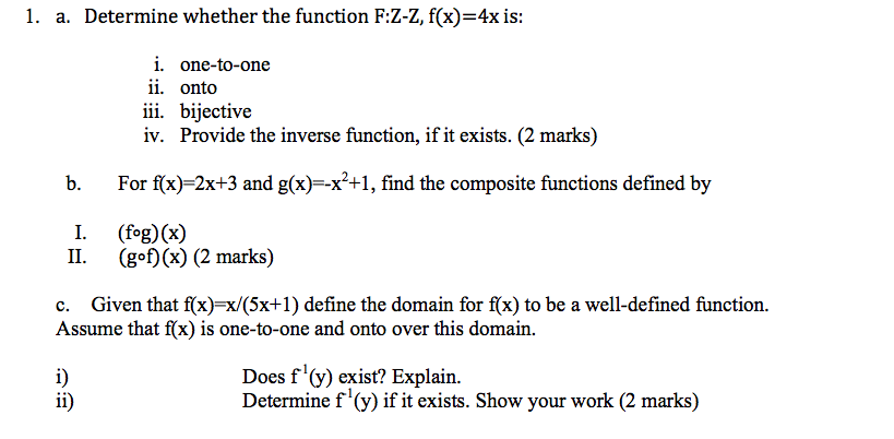 Solved Determine whether the function F: Z-Z, f(x)=4x is: | Chegg.com