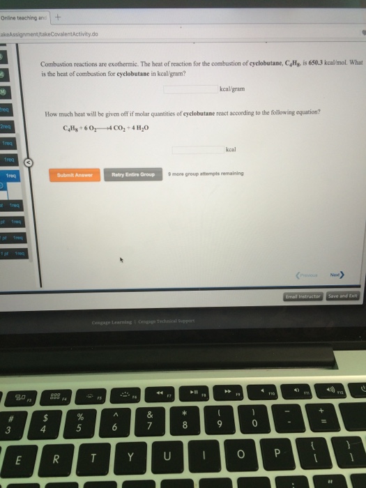 Solved Combustion reactions are exothermic. The heat of | Chegg.com