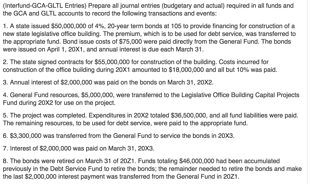 Solved (Interfund-GCA-GLTL Entries) Prepare all journal | Chegg.com