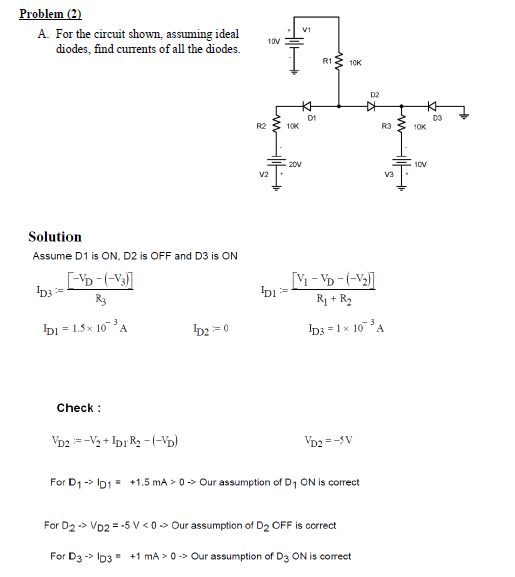 Solved A. For the circuit shown, assuming ideal diodes. find | Chegg.com