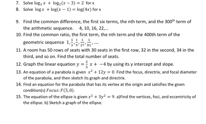 Solved Solve log_2 x + log_2(x - 3) = 2 for x Solve log x + | Chegg.com