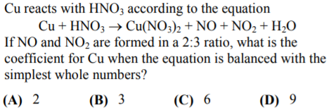 Solved Cu reacts with HNO3 according to the equation | Chegg.com