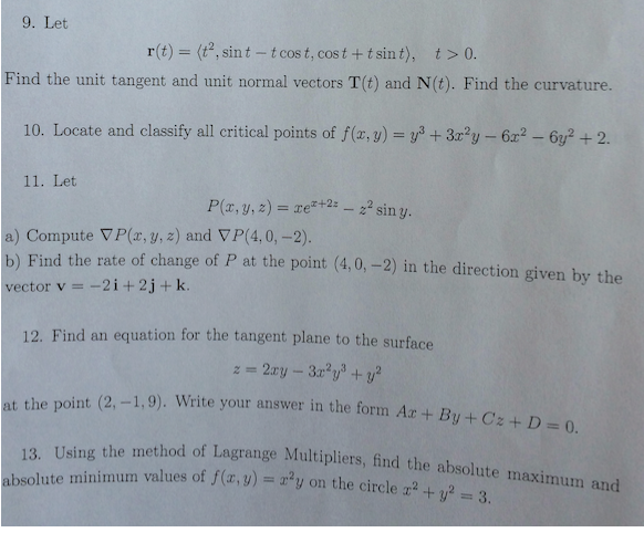 Solved Let R T T 2 Sin T Tcost Cost Tsint T 0