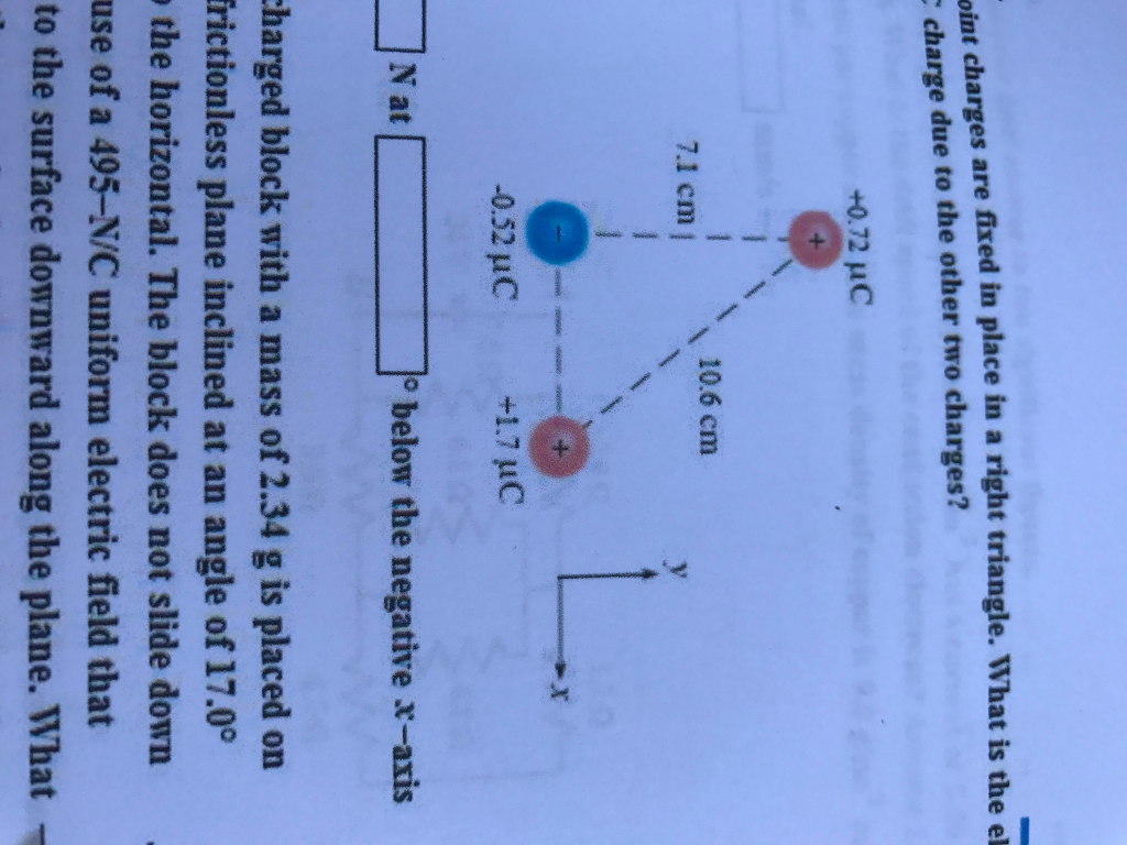Solved Three point charges are fixed in place in a right | Chegg.com