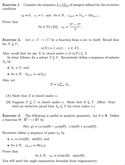 Solved Exercise 1. Consider the sequence cn condition of | Chegg.com