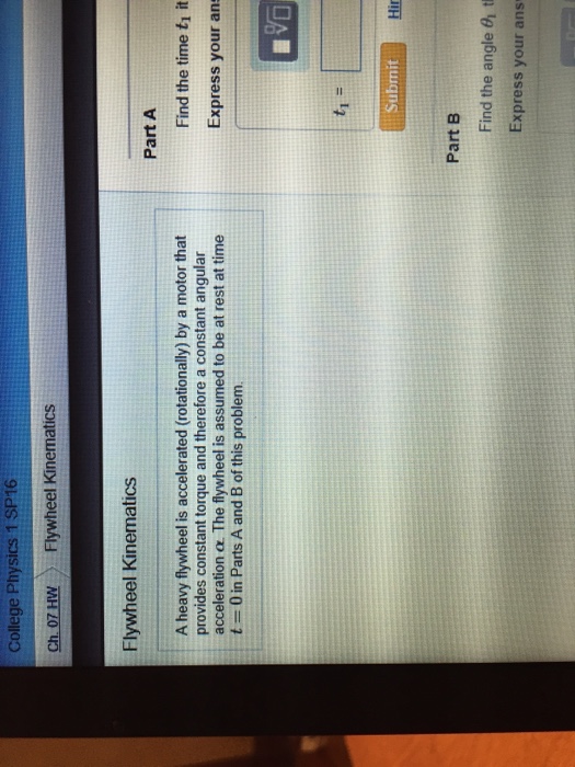 Solved College Physics 1 SP16 Ch.07Hw . Flywheel Kinematics | Chegg.com