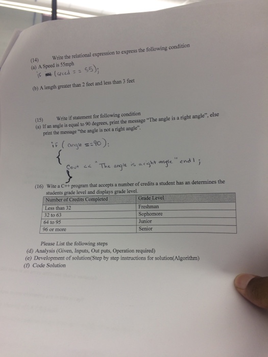 Solved (14) Write the relational expression to express the | Chegg.com