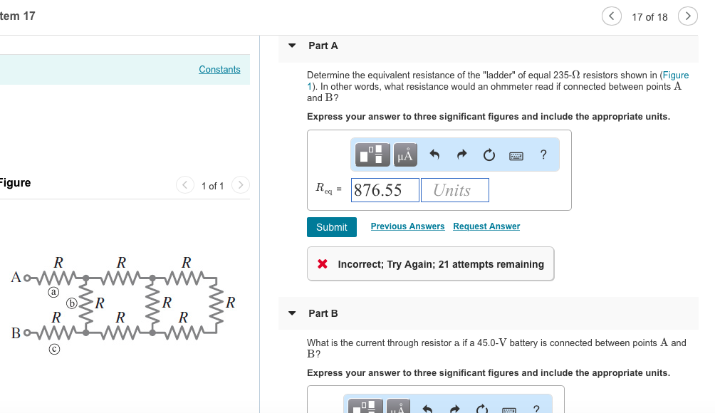 Solved Part C What Is The Current Through Resistor B