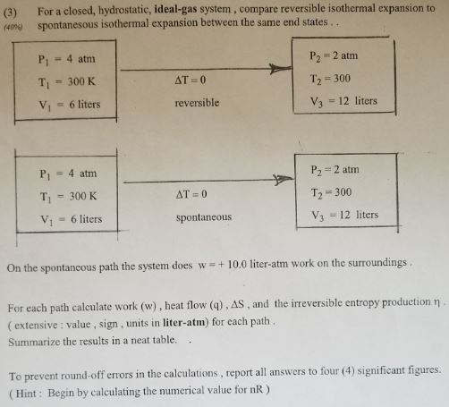 Solved For a closed, hydrostatic, ideal-gas system compare | Chegg.com