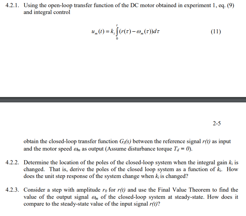 Solved 4.2.1. Using the open-loop transfer function of the | Chegg.com