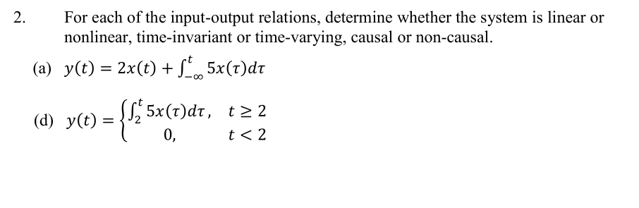 Solved For each of the input-output relations, determine | Chegg.com