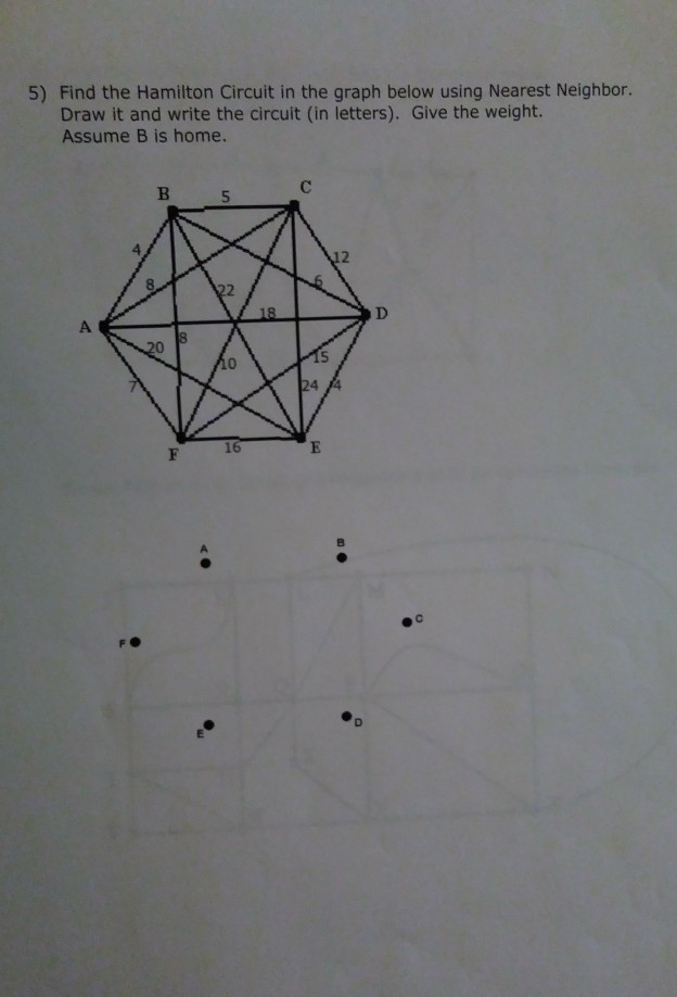 Solved 5) Find the Hamilton Circuit in the graph below using | Chegg.com