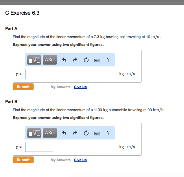 Solved Find The Magnitude Of The Linear Momentum Of A 7 3 Kg