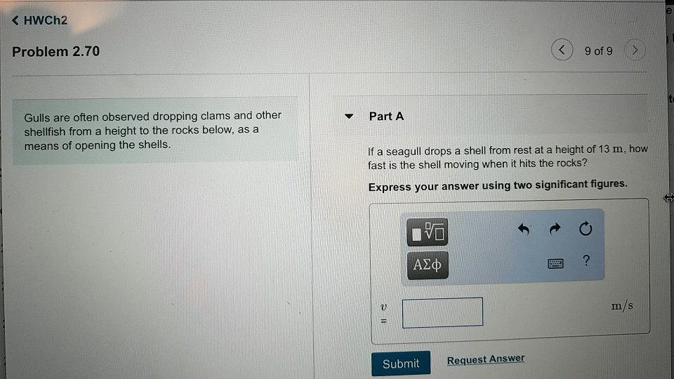 Solved KHWCh2 Problem 2.70 Gulls are often observed dropping | Chegg.com