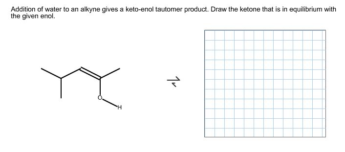 Solved Addition of water to an alkyne gives a keto-enol | Chegg.com