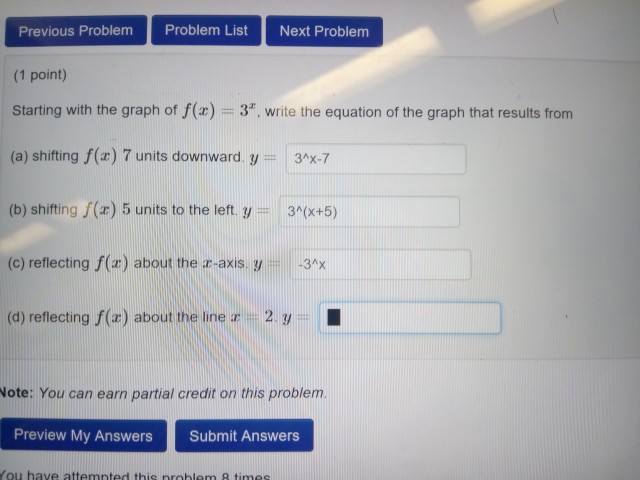 Solved Previous Problem Problem List Next Problem (1 point) | Chegg.com