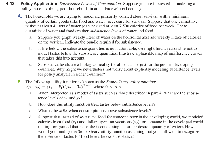 Subsistence Levels of Consumption-. Suppose you are | Chegg.com