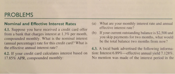 Solved PROBLEMS Nominal and Effective Interest Rates (a) | Chegg.com