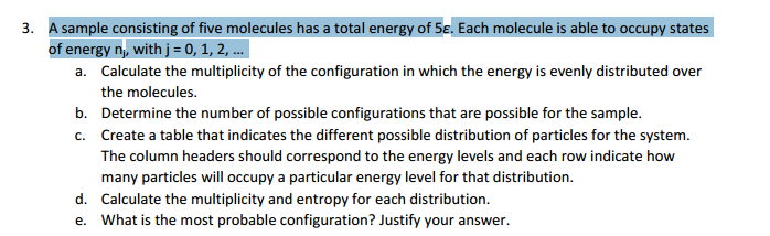 A sample consisting of five molecules has a total | Chegg.com
