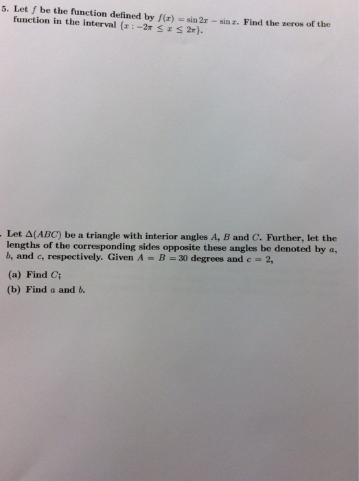 Solved Let f be the function defined by f(x) = sin 2x - sin | Chegg.com
