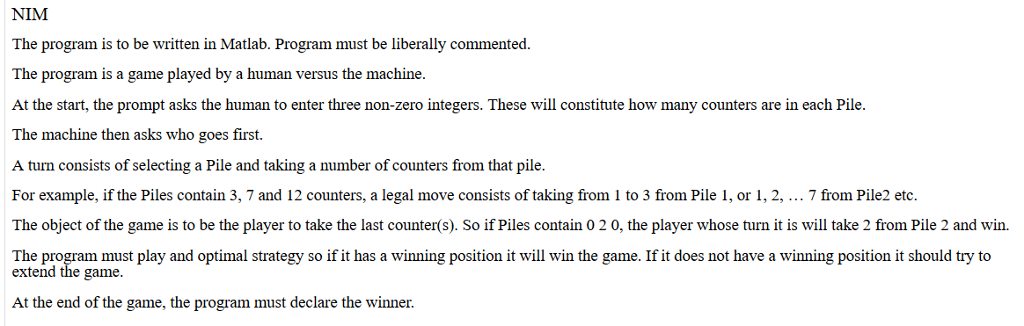 NIM The program is to be written in Matlab. Program | Chegg.com