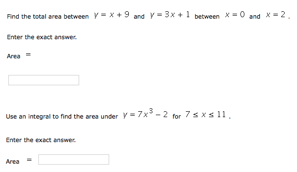 Solved Find the total area between X between * Enter the | Chegg.com