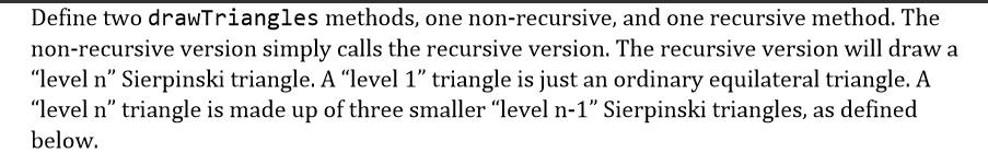 Solved Define two drawTriangles methods, one non-recursive, | Chegg.com