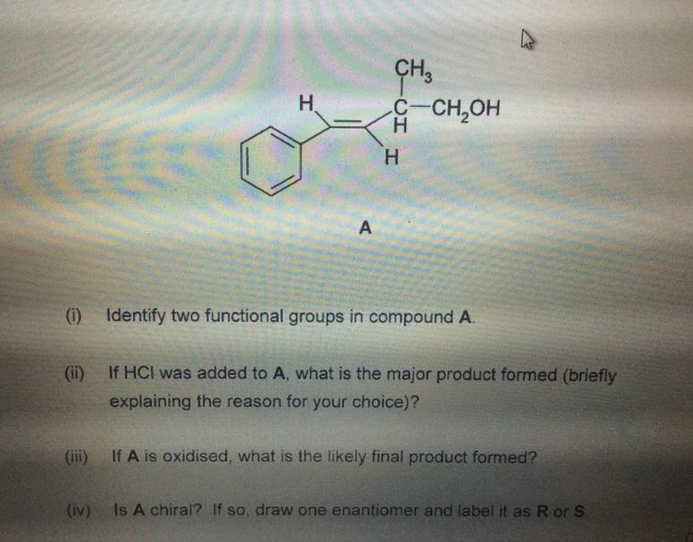 Solved Identify two functional groups in compound A. If HCI | Chegg.com