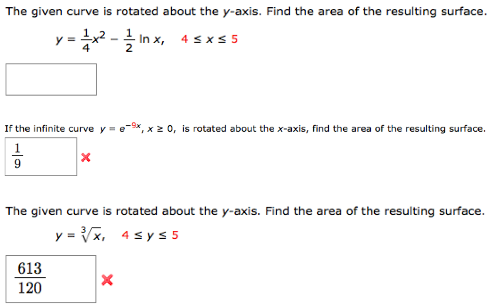 Solved The Given Curve Is Rotated About The Y axis Find The Chegg