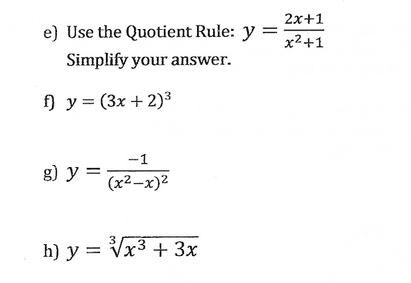 Solved 2x+ 1 e) Use the Quotient Rule: y = x2+1 41 Simplify | Chegg.com