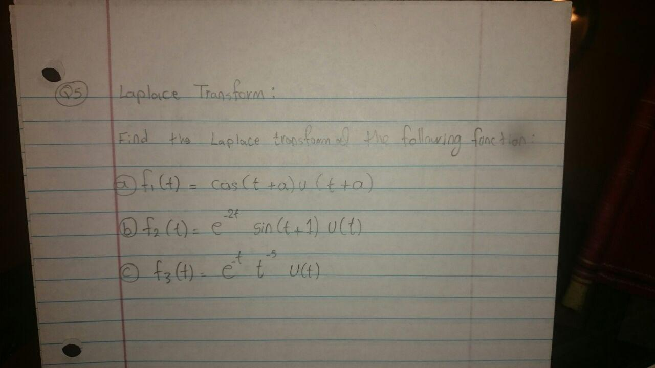 Solved Laplace Transform: Find the Laplace transform at the | Chegg.com