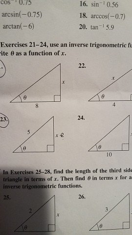 Solved Use an inverse trigonometric theta as a function of | Chegg.com