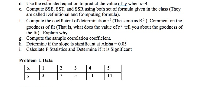 Solved d. Use the estimated equation to predict the value of | Chegg.com